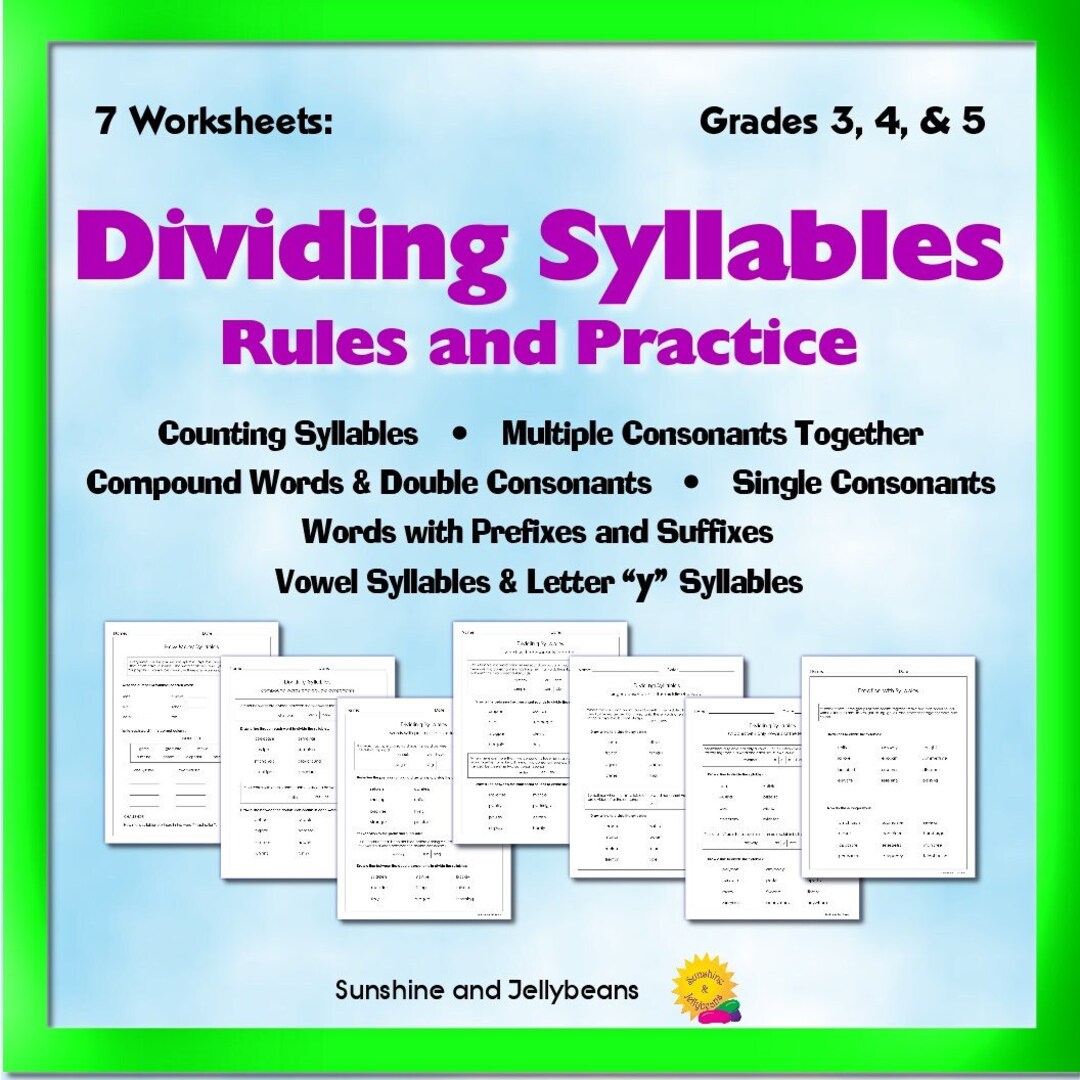 Syllables Dividing Rules and Practice Grades 3-4-5 - Etsy