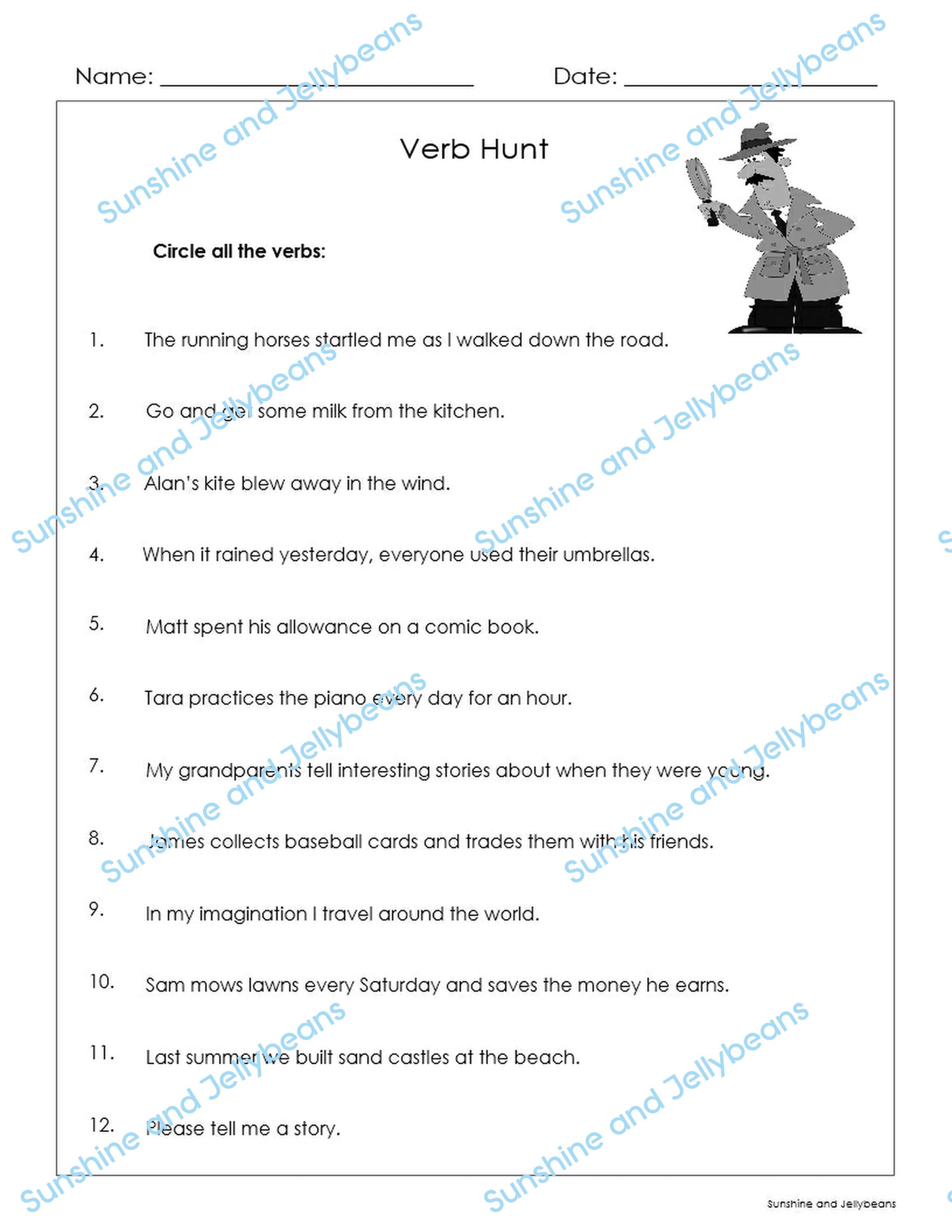 Nouns, Adjectives, Verbs - 3 Worksheets - Grades 3-4 - Great Practice ...