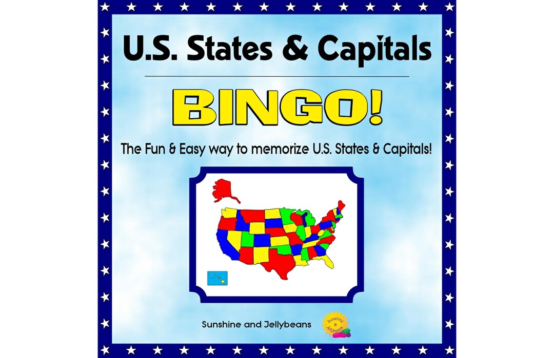 U.S. States and Capitals Bingo Game - Fun and Easy Geography Study and ...