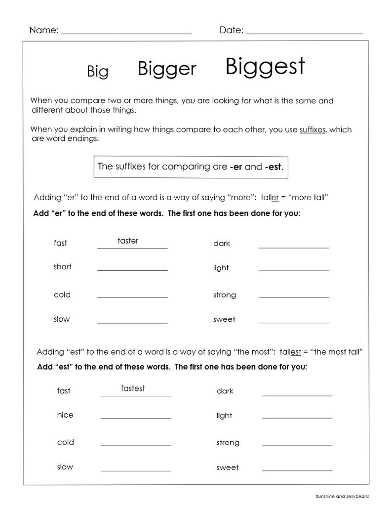 Comparative and Superlative BUNDLE : -er, -est, More, Most - Grades 3-4 ...