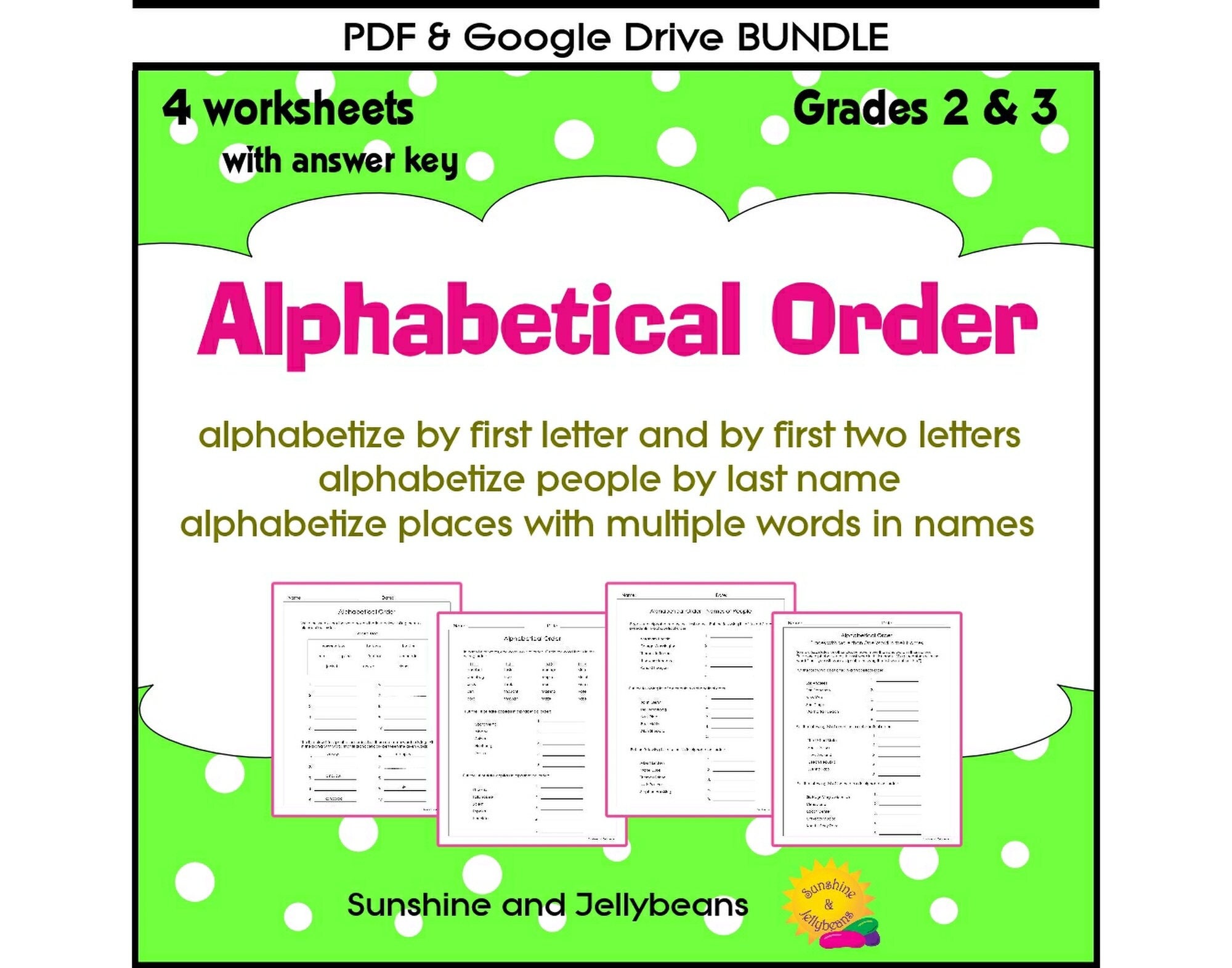 Alphabetical Order - Words, People & Places - 4 Worksheets - Grades 2-3 ...