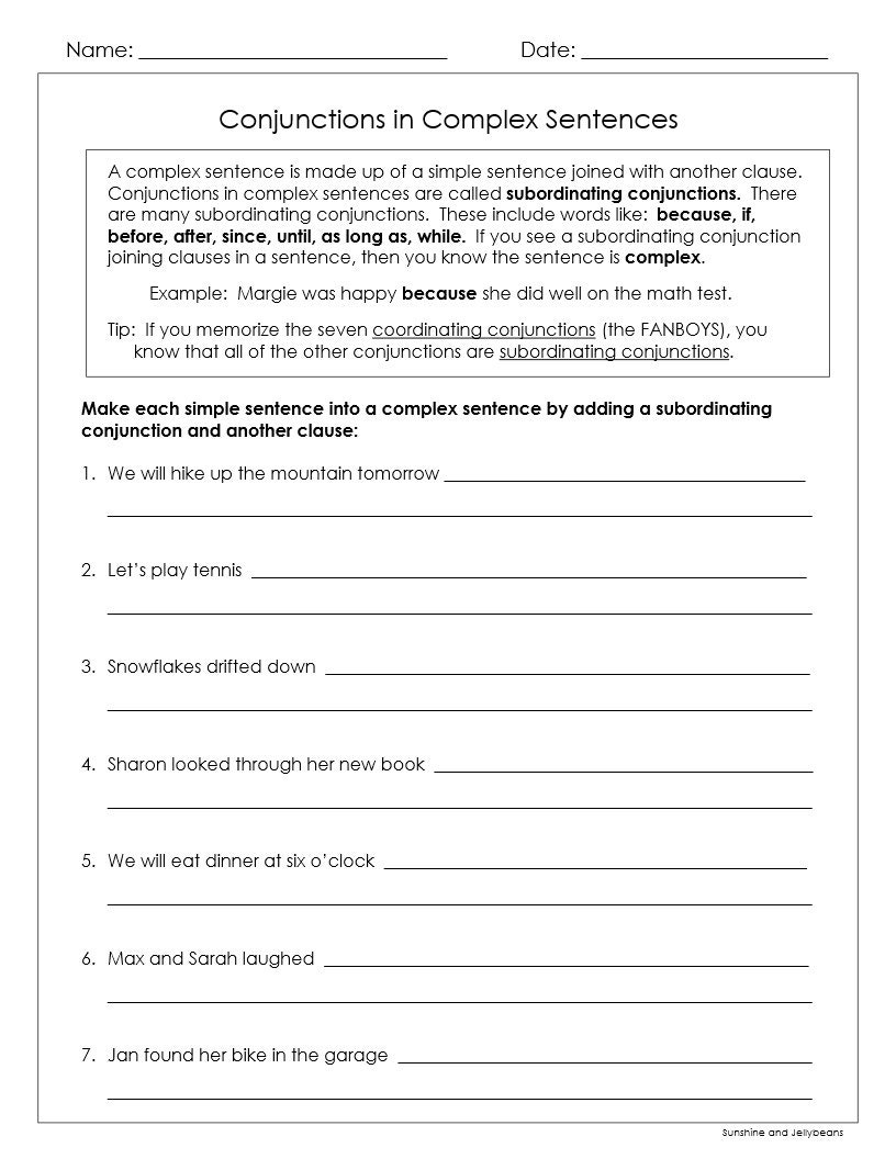 Coordinating Subordinating Conjunctions, FANBOYS - Parts of Speech ...