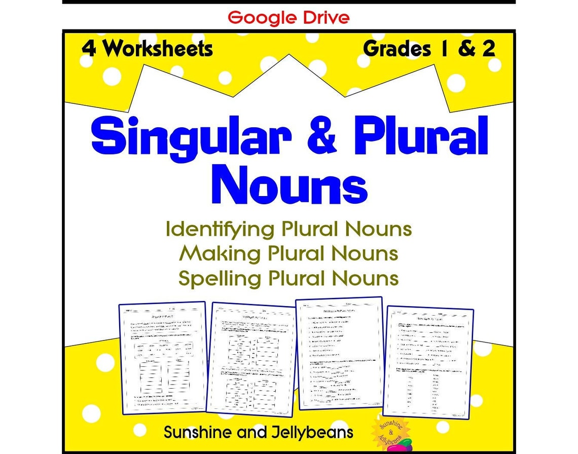 Singular and Plural Nouns - 4 Practice Worksheets - Grades 1-2 - CCSS ...