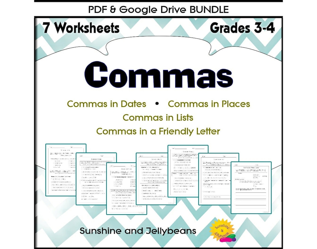 Commas in Dates - Places - Lists - Letters - Grades 2-3-4 - 7 ...