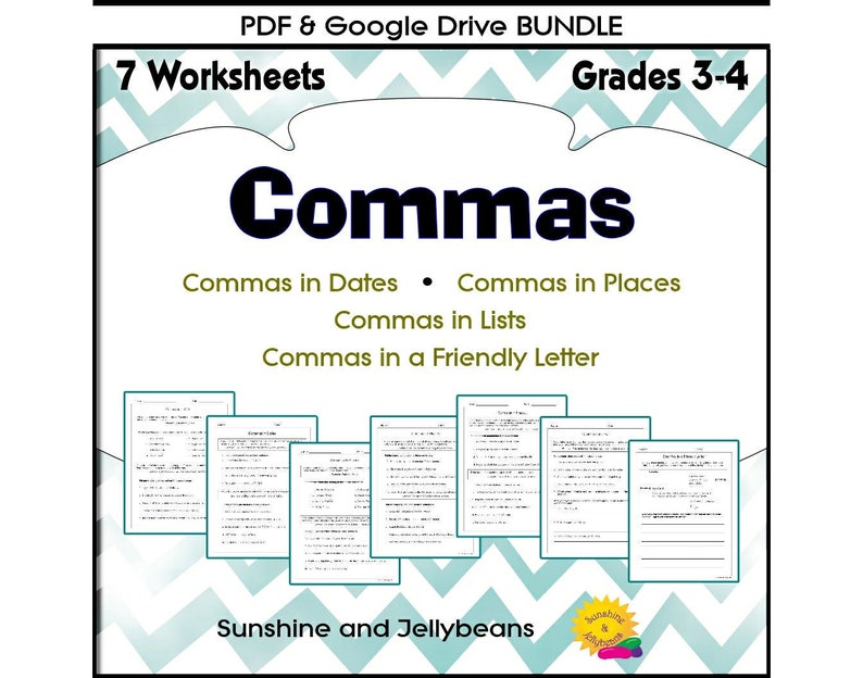 Commas in Dates, Places, Lists, Letters - Writing Skills No-prep Grades ...
