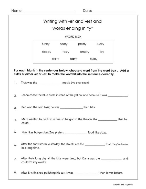 All Words With Er Endings