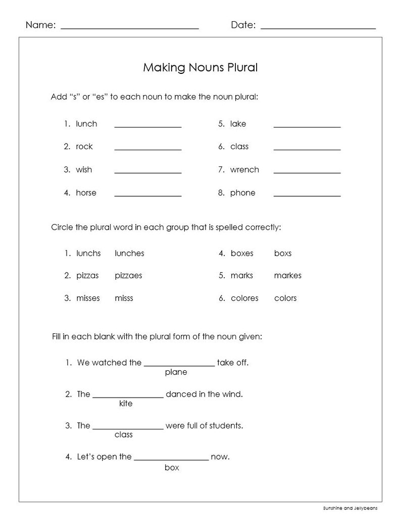 Plural Nouns - Regular and Irregular - 8 Worksheets - Grades 2-3 - CCSS ...