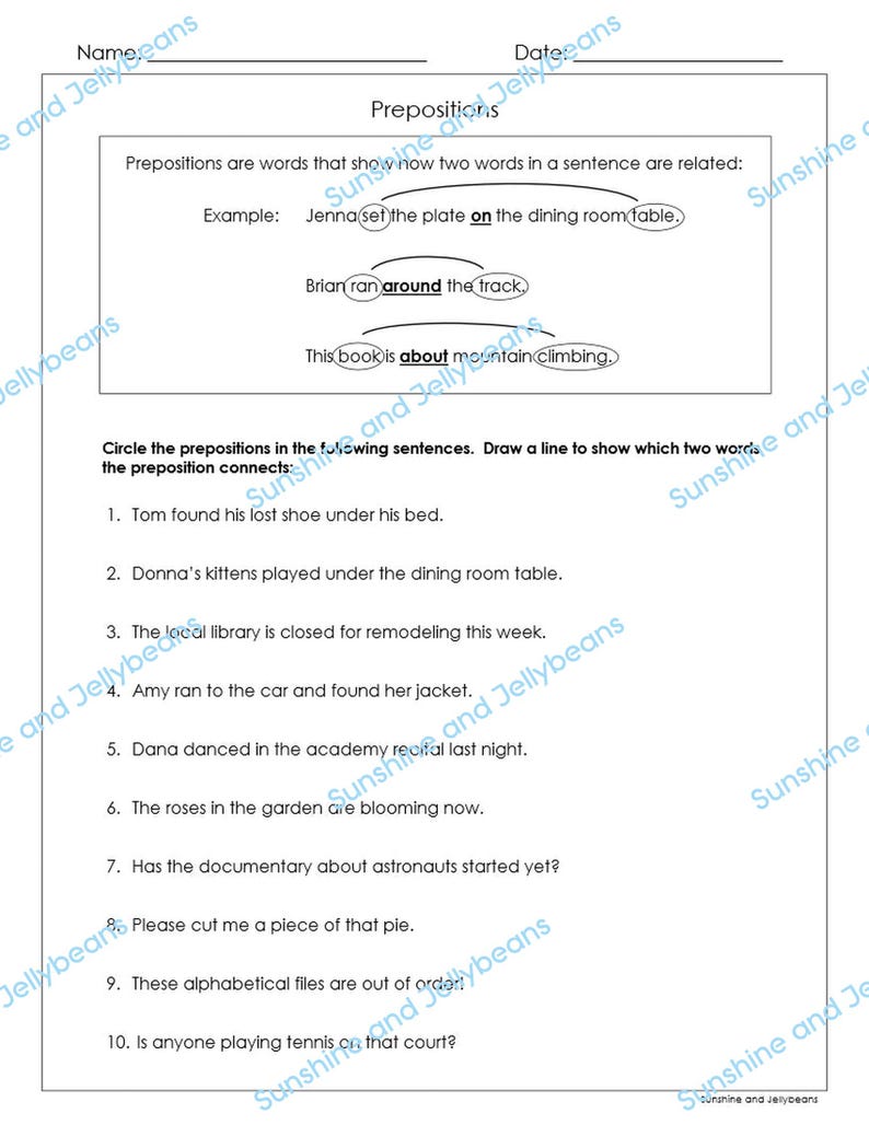 Prepositions and Prepositional Phrases Grades 4-6 - Parts of Speech ...
