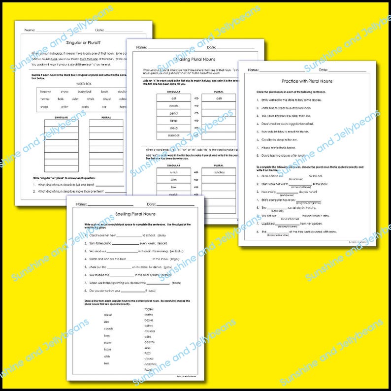 Singular and Plural Nouns Grades 1-2 - Parts of Speech, Writing, ELA ...