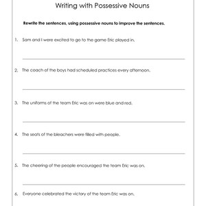 Possessive Nouns - Singular Plural Irregular - Grammar Writing No-prep ...