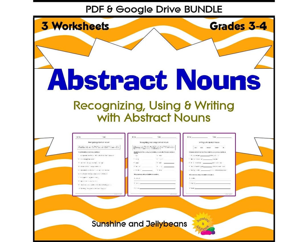 Abstract Nouns - 3 Worksheets - Grades 3-4 - Great Practice! - CCSS ...