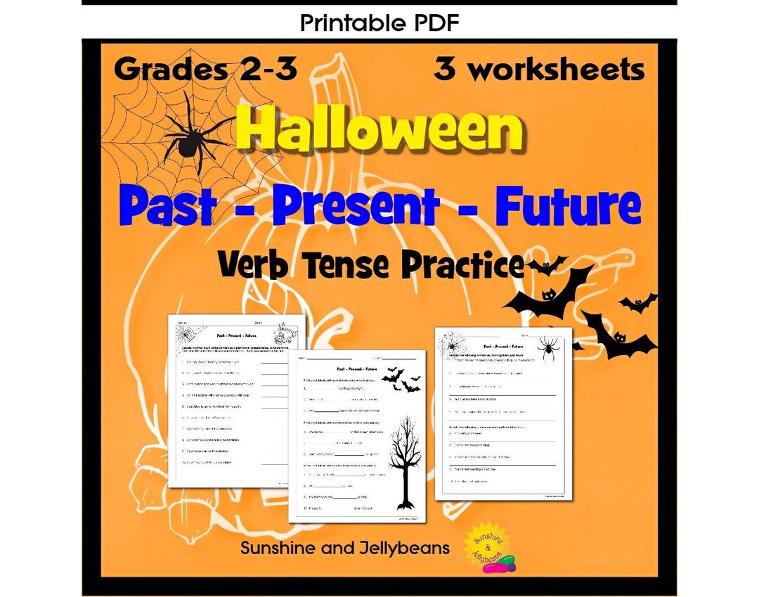 Verb Tenses Past Present Future - Halloween Writing Skills No-prep ...