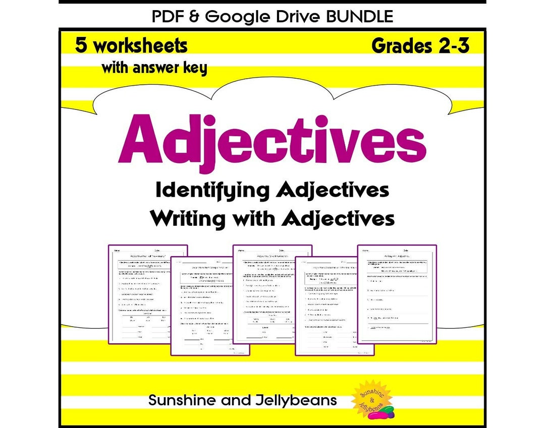 Adjectives - 5 Worksheets - Explanations and Examples - Grades 2-3 ...