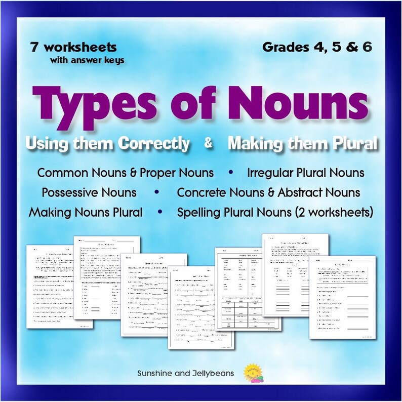 Types of Nouns: Abstract Concrete Possessive Plural - Etsy