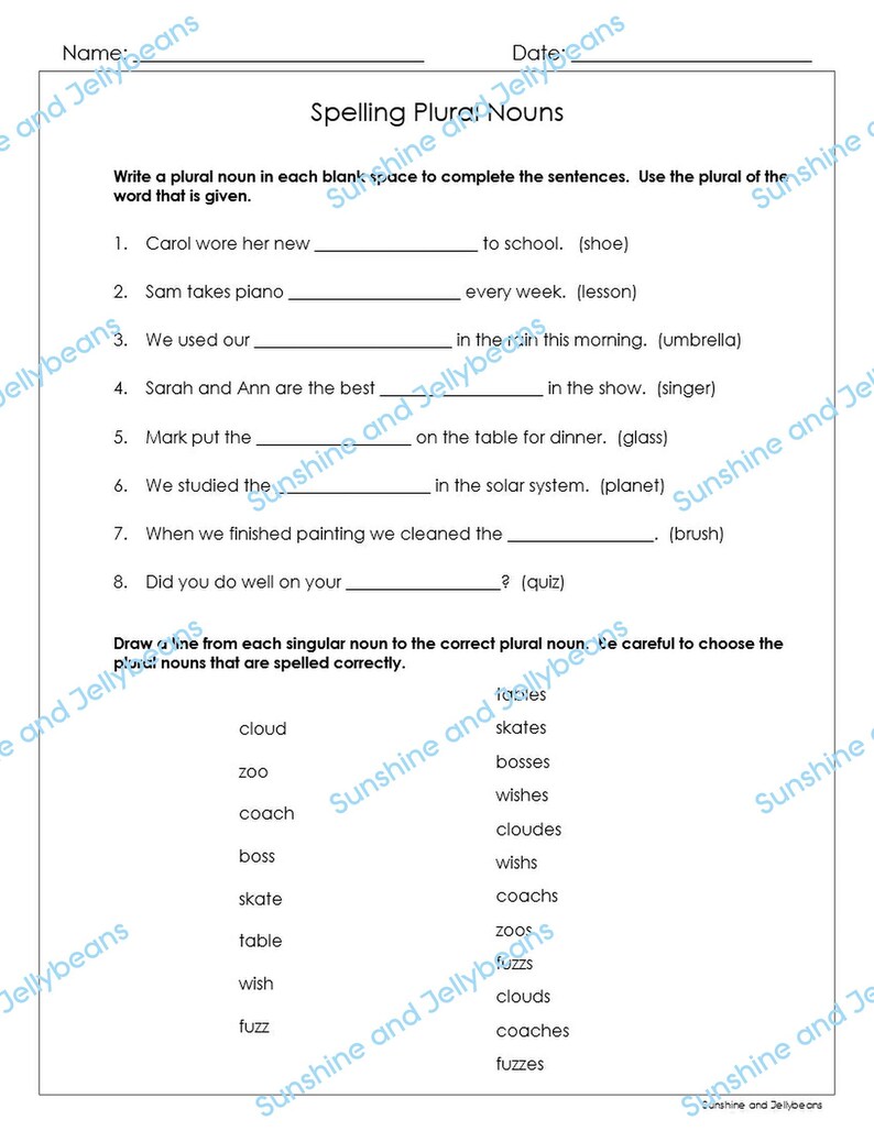 Singular and Plural Nouns Grades 1-2 - Parts of Speech, Writing, ELA ...