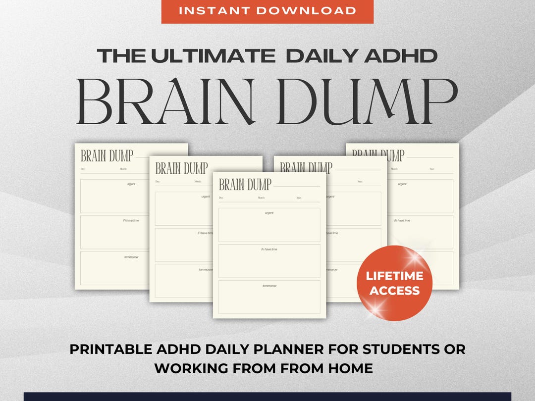 Minimalist ADHD Brain Dump Printable | Executive Dysfunction Planner ...