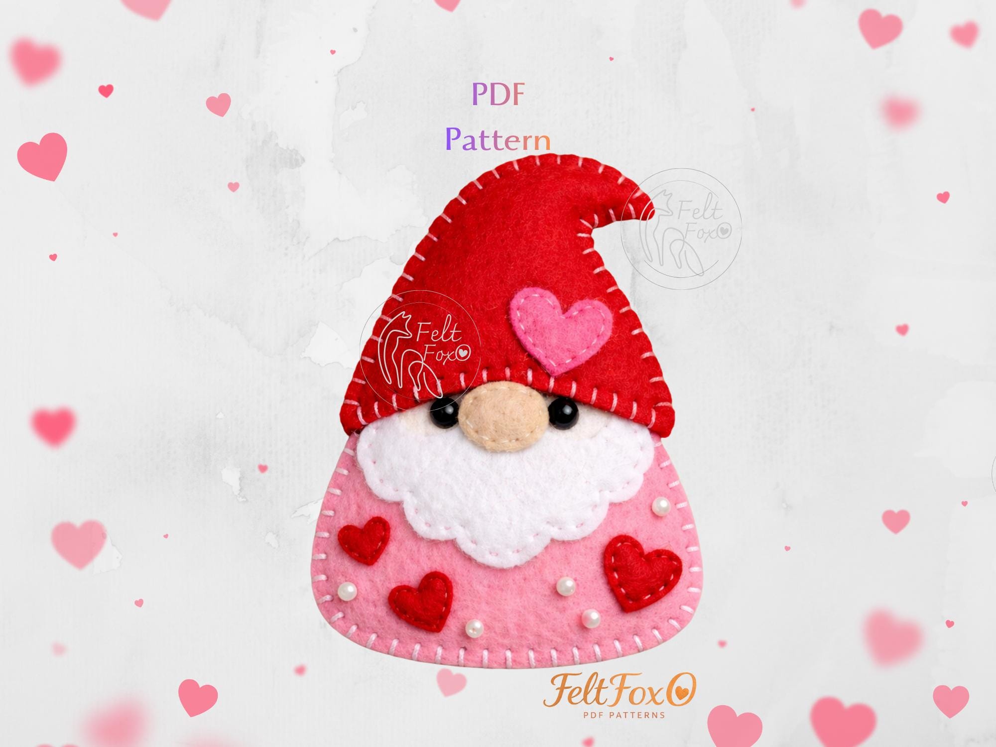 Felt Gnome Sewing Pattern PDF, Valentine’s Day Ornament,easy Beginner ...