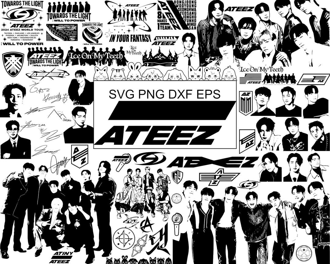 65 SVG ATEEZ K-pop Mega Bundle | ATEEZ Members, Powerful Performance ...