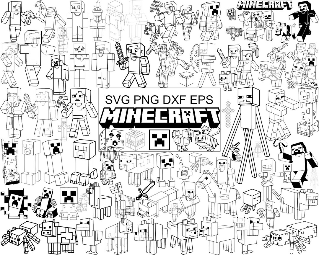 76 SVG Minecraft Mega Bundle | Pixel Blocks, Mobs, Tools & Building ...