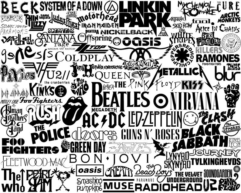 100 SVG Rock Band Logos Mega Bundle | Classic & Modern Rock Bands ...