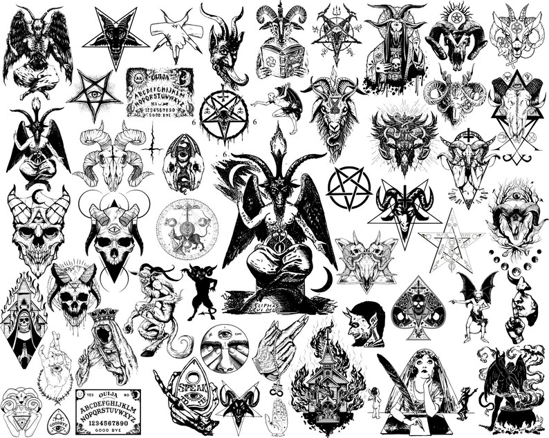 SVG File 52 Baphomet Goat Occult Ouija Board Symbols Satanic Spirit ...