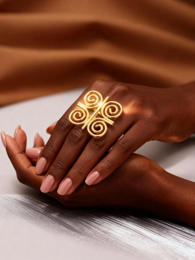 Adrinka Africa Ring Set | African Map Jewelry & Adjustable Ring by ...