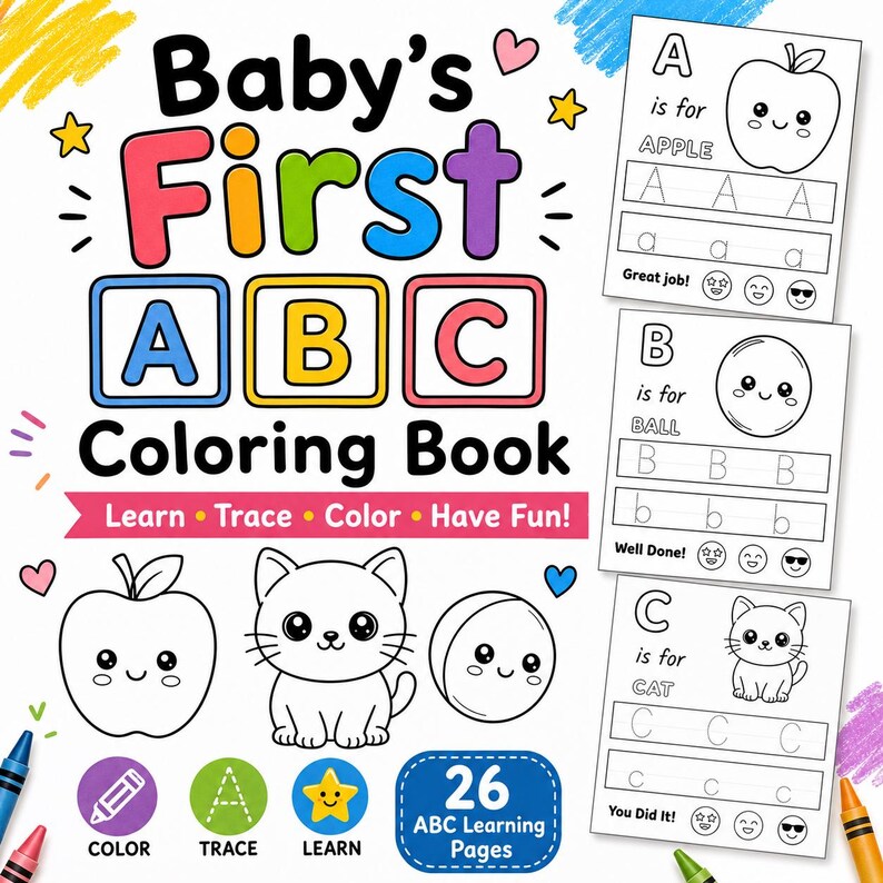 Baby's First ABC Coloring Book | Toddler Alphabet Tracing Pages ...