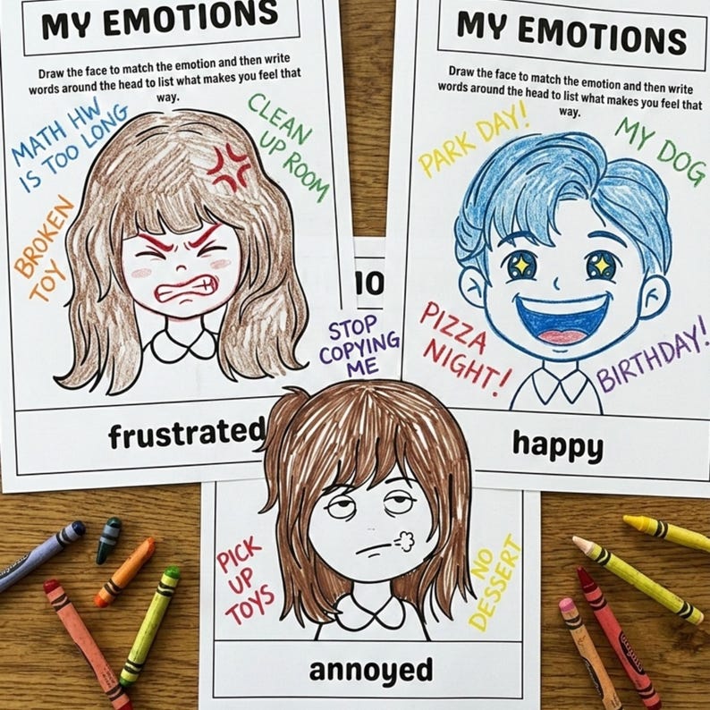 Kids Emotions Worksheets | Social Emotional Learning Activity (digital ...