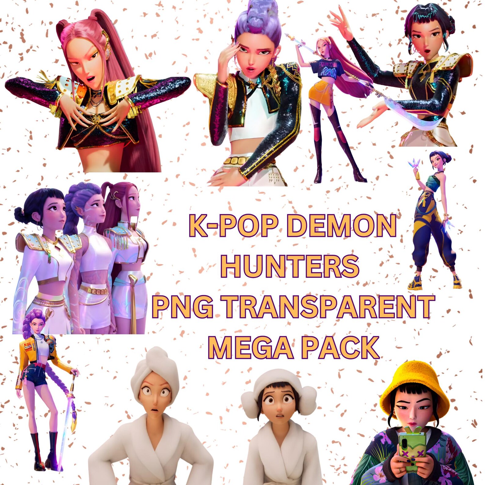 K-pop Demon Hunters (huntrix) PNG Clipart Pack. (rumi, Zoey, Mira, Saja ...