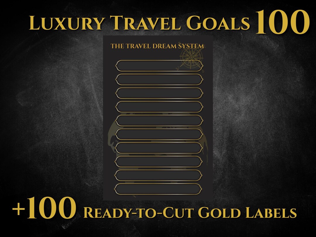 Luxury Travel Goals Poster • 100 Adventure Tracker Strips (digital ...