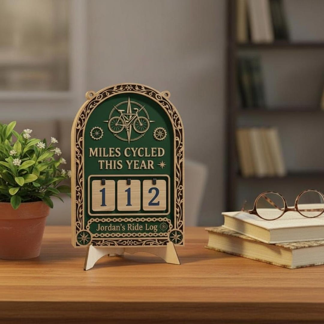 Personalized Cycling Miles Tracker – Bike Mileage Counter – Custom Wood ...
