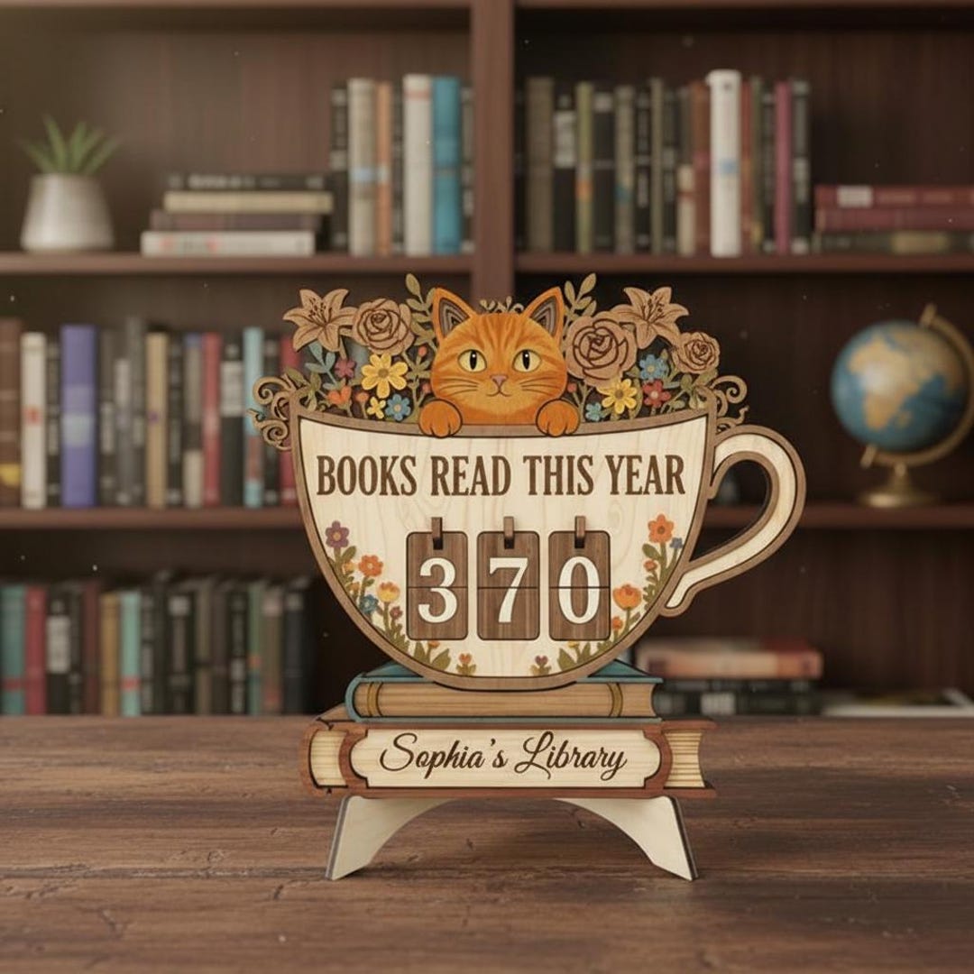 Personalized Reading Tracker, Books Read This Year Cat Sign, Custom ...