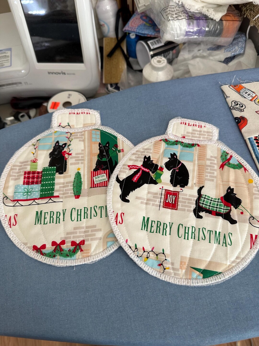 NEW Embroidered Mug Rug or Mouse Pad Christmas Dog SCOTTIE SCOTTY - Etsy