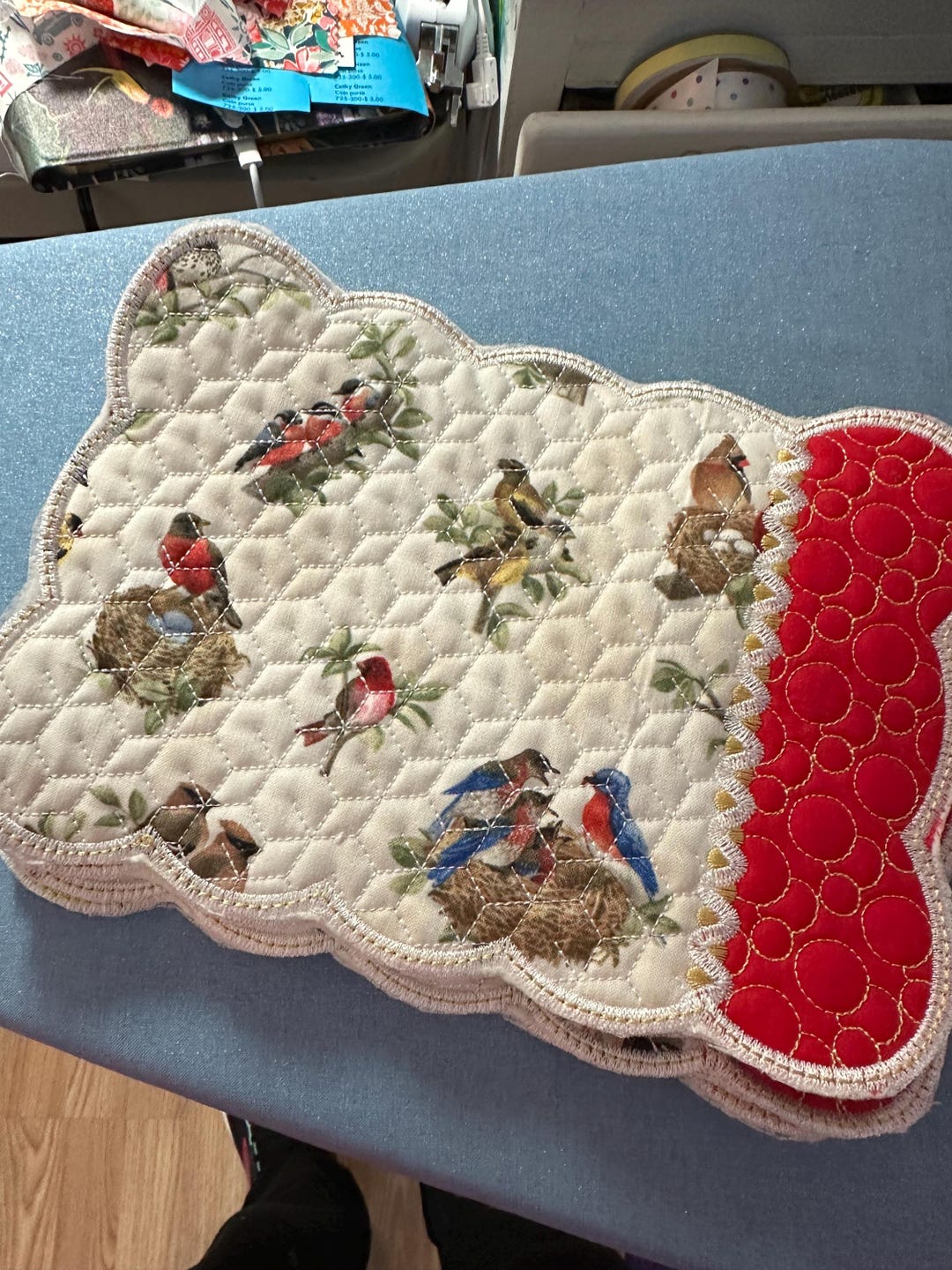 NEW Embroidered Mug Rug or Mouse Pad With Birds - Etsy