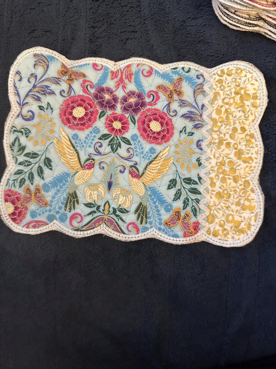 NEW Embroidered Mug Rug or Mouse Pad With Hummingbird - Etsy