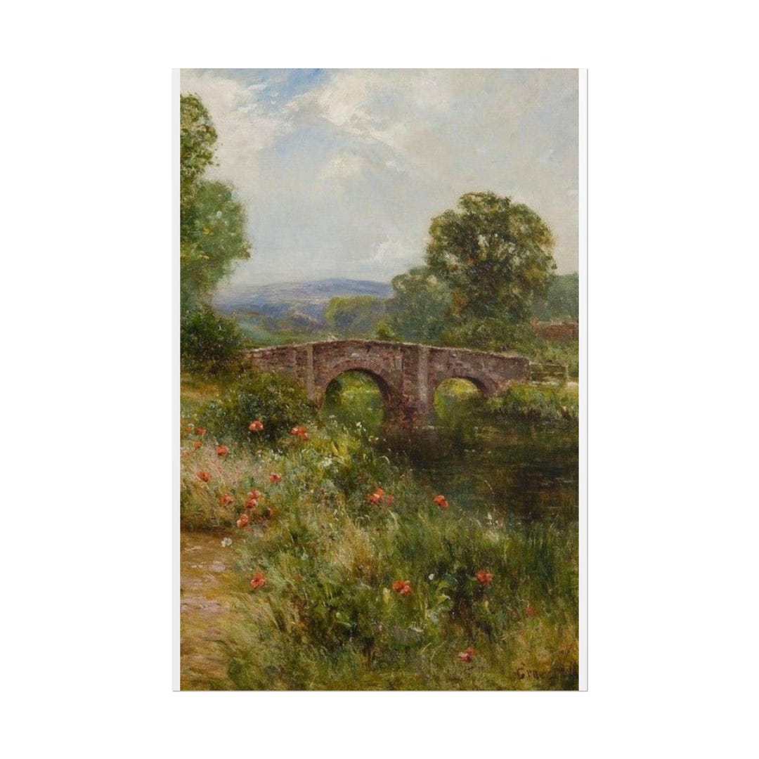 Vintage English Countryside Poster - Stone Bridge Landscape Print ...