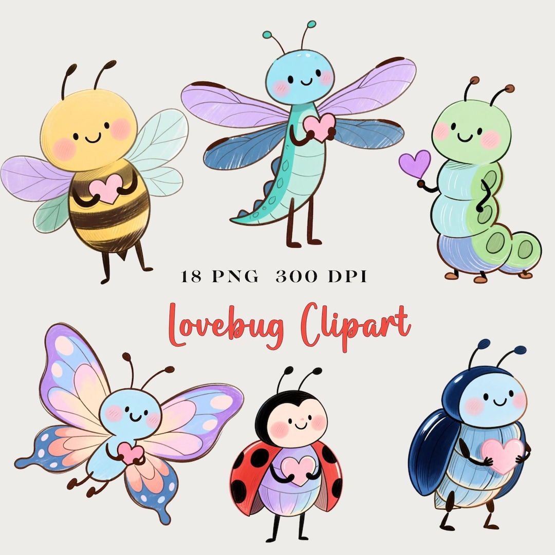 Love Bug Clipart Sticker Bundle, Valentine PNG for DTF - Etsy