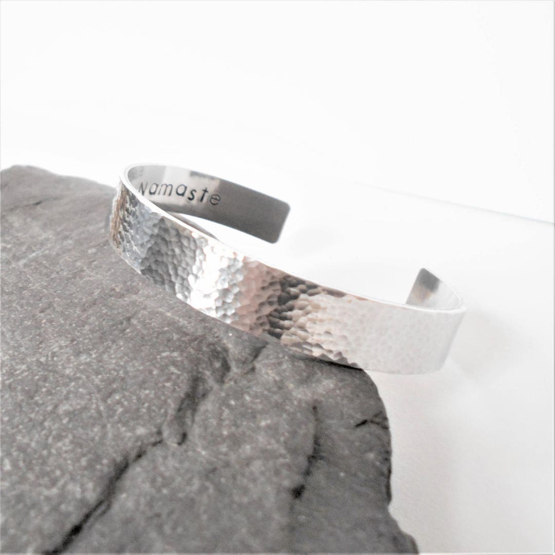 Personalised Hidden Message Cuff Bracelet Hammered Wide - Etsy UK