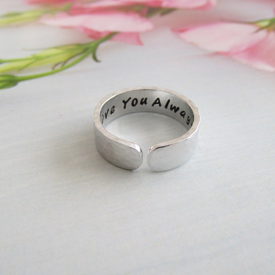 Hidden Message Ring Handstamped Aluminium 6mm Cuff Ring - Etsy UK