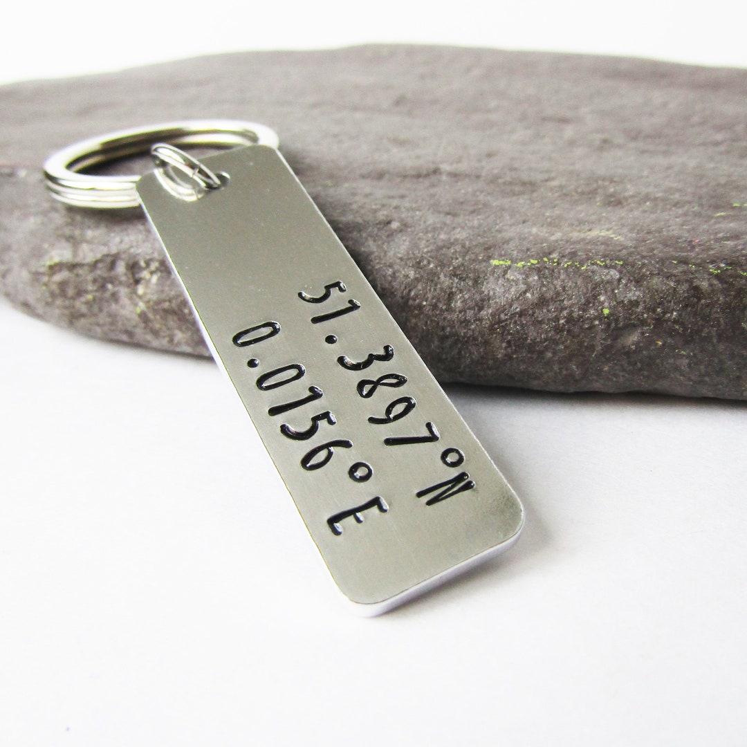 Personalised Coordinates Keyring, Custom Latitude Longitude Gift, GPS ...