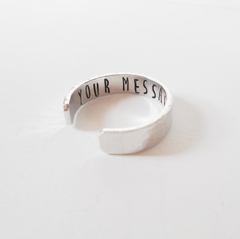 Hidden Message Ring Handstamped Aluminium 6mm Cuff Ring - Etsy UK