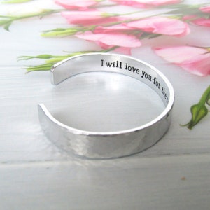Personalised Hidden Message Cuff Bracelet, Hammered Wide Aluminium Cuff ...