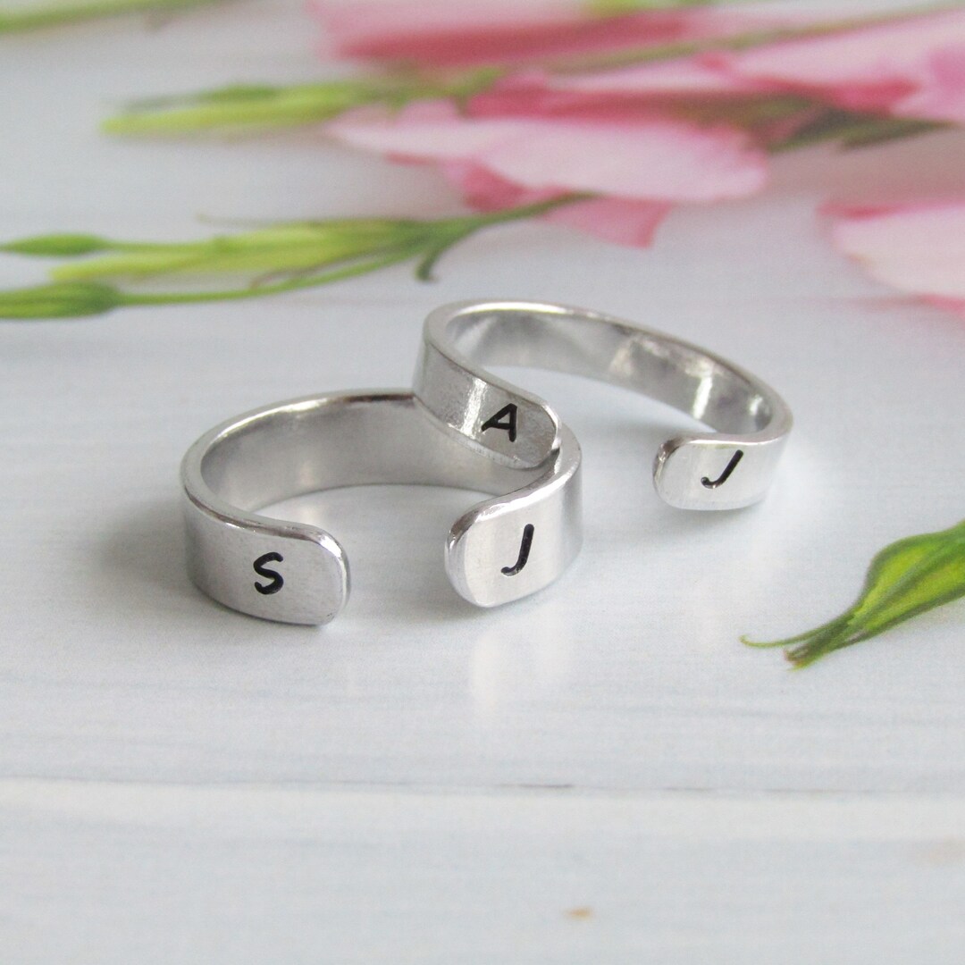 Custom Stamped Initial Ring, Couples Initials Ring, Personalised ...