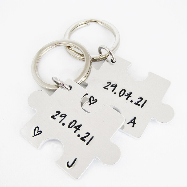 Couples Keyring Set Personalised Special Dates Keychain | Etsy