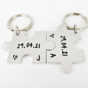 Couples Keyring Set Personalised Special Dates Keychain - Etsy UK