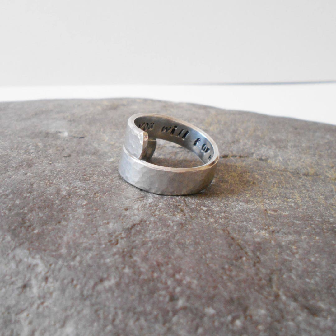 Hidden Message Wrap Ring, Aluminium Ring, Personalised Thumb Ring ...