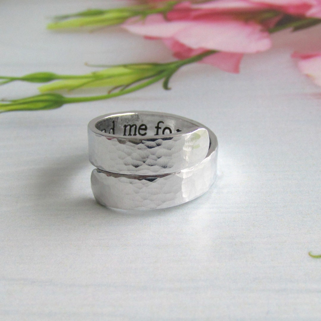 Hidden Message Wrap Ring, Aluminium Ring, Personalised Thumb Ring ...