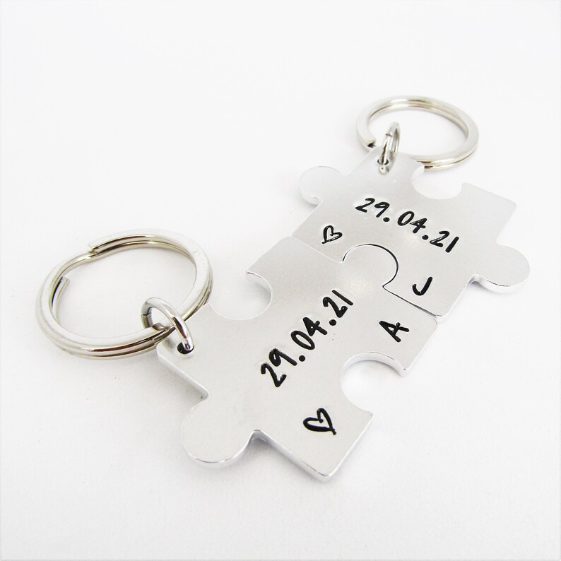 Couples Keyring Set Personalised Special Dates Keychain | Etsy