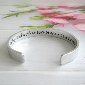 Personalised Hidden Message Cuff Bracelet, Hammered Wide Aluminium Cuff ...