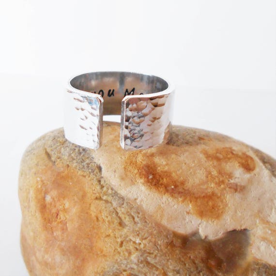 Personalised Cuff Ring Custom Hand Stamped Ring Hidden | Etsy